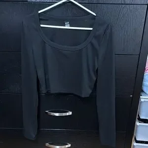 SHEIN | Tops | Shein Black Fitted Long Sleeve Crop Top | Poshmark